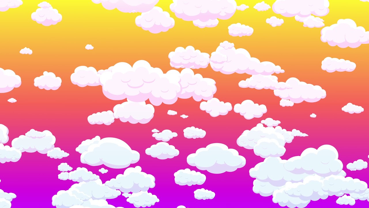 Cartoon Cloud sunset background | Free motion graphics clouds overlay ...