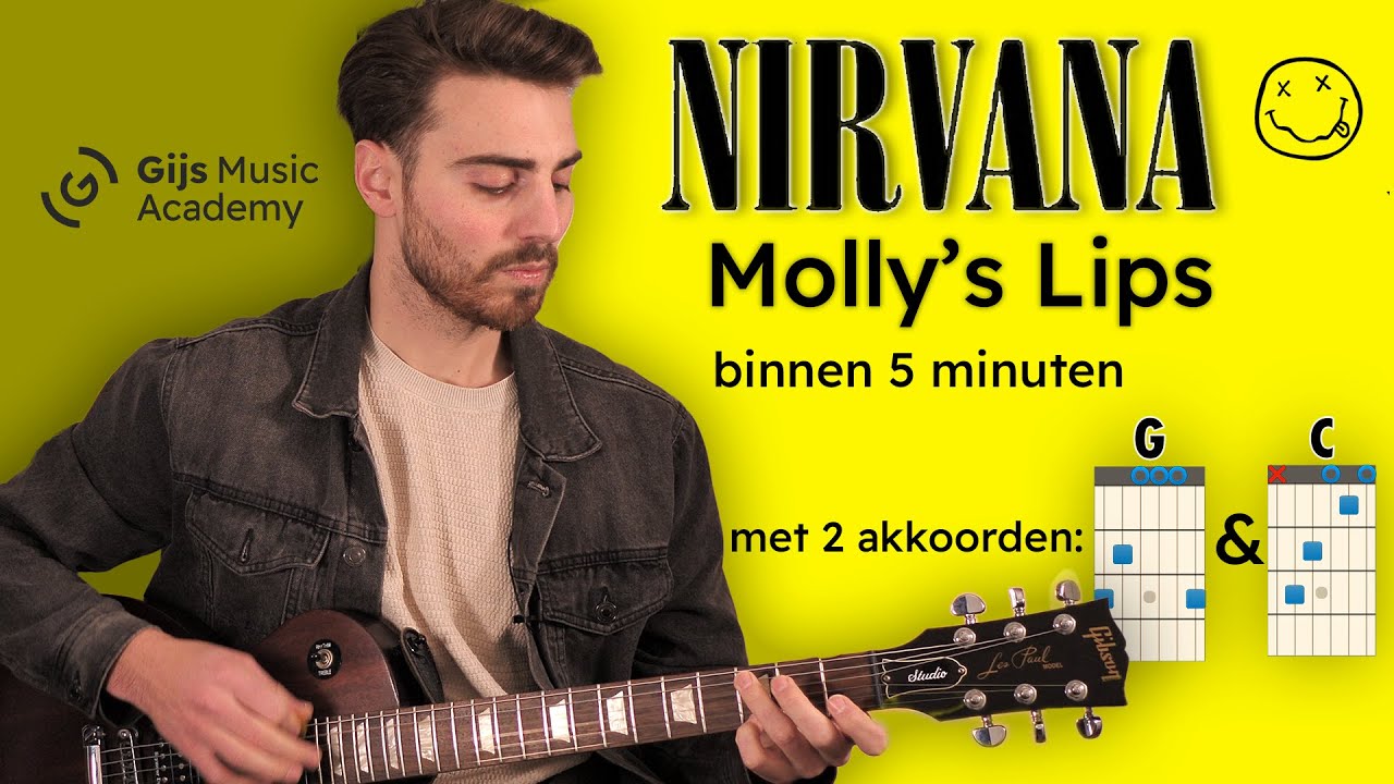 Makkelijke Gitaarles: Molly's Lips van Nirvana voor Beginners - YouTube