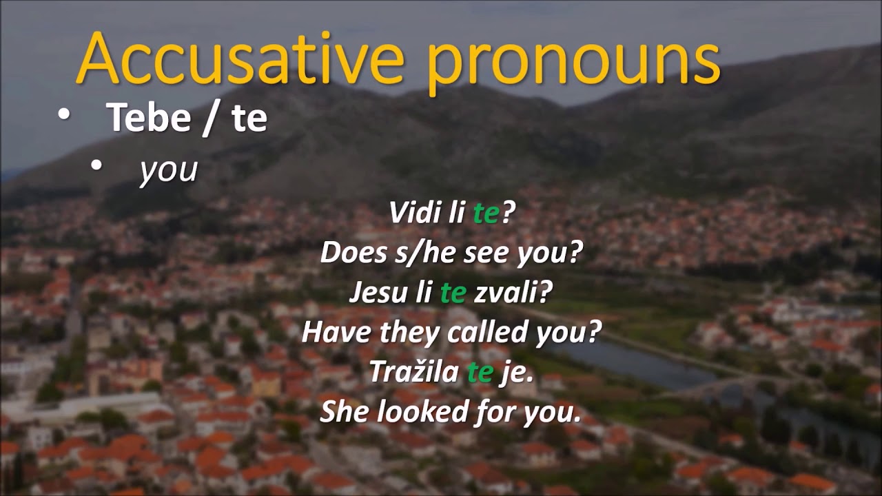 How to speak Bosnian Direct pronouns Accusative - YouTube