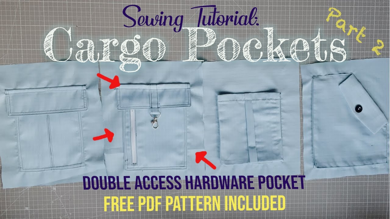 Cargo pockets sewing tutorial | Double entrance zipper | Free Pattern ...