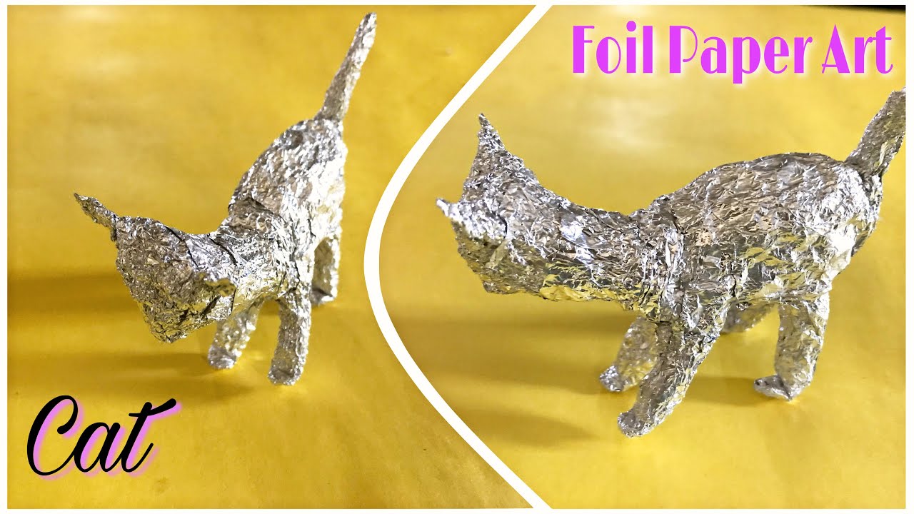 Foil Paper Craft Cat | Foil Paper Art | Foil Paper Decoration Ideas ...