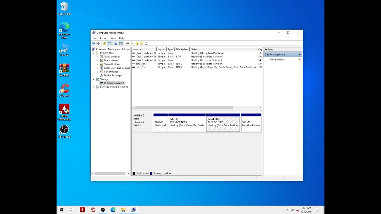 Create a C drive partition containing the windows operating system.# ...