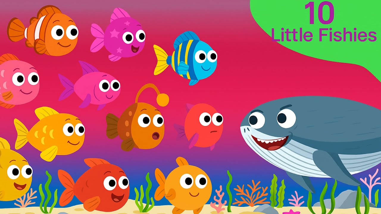 Ten Little Fishes Song for Kids | Most Viewed Baby Shark Song | Little ...