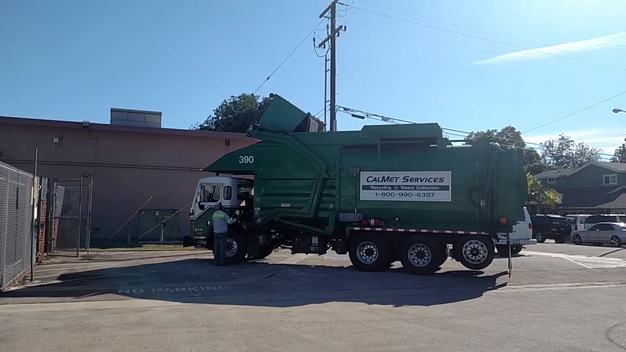 Calmet Services front loader trash truck #390 peterbilt 320 part 2 ...