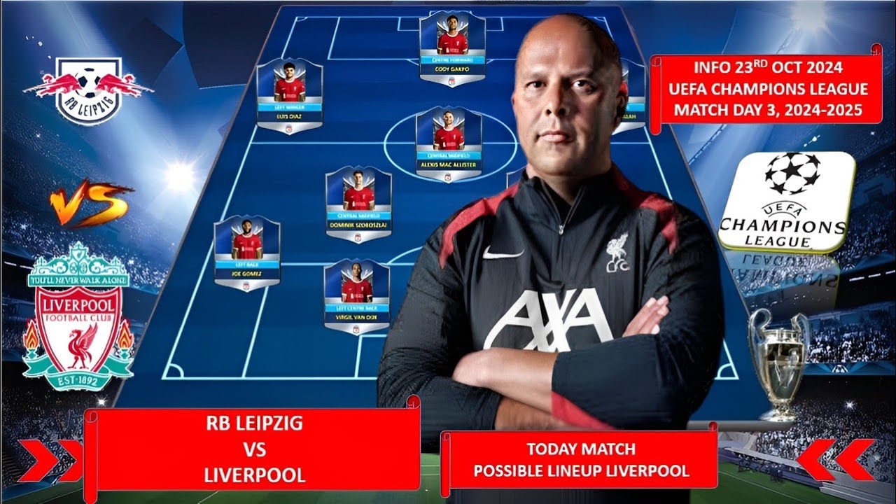 TODAY MATCH LIVERPOOL POSSIBLE LINEUP UEFA CHAMPIONS LEAGUE MD 3 2024/ ...