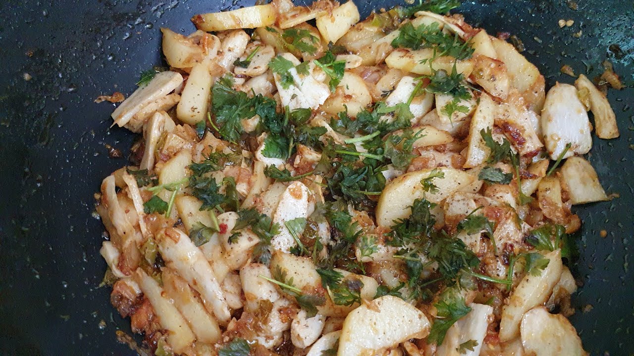 Aloo Arbi Recipe | Taro Roots and Potato | Desi Food Making - YouTube