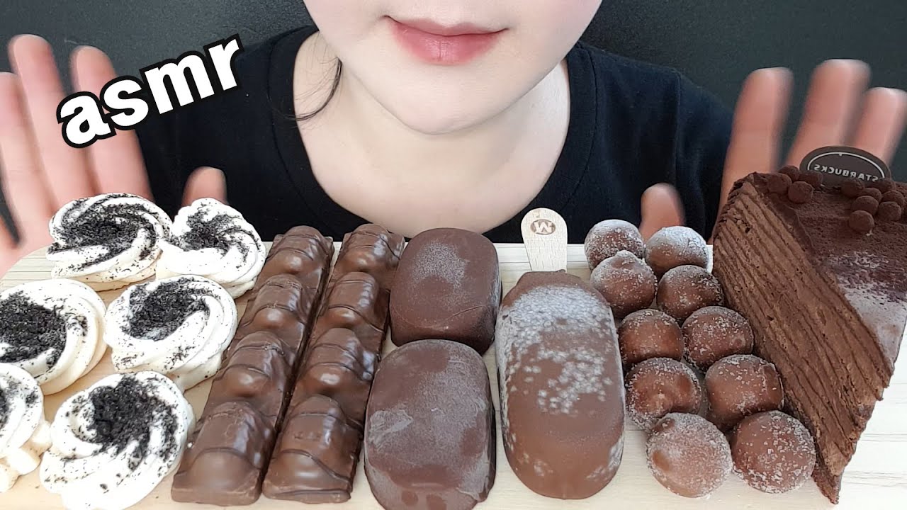 ASMR Meringue Cookies 머랭쿠키 ASMR Chocolate Desserts 초콜릿 디저트 먹방 - YouTube