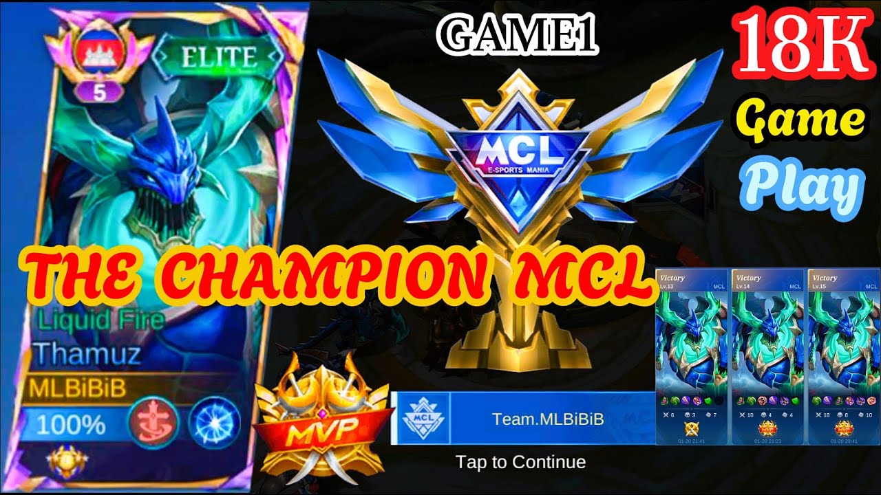 GAME1-THE CHAMPION MCL 🇮🇩 ️ | 18KILL GAMEPLAY - THAMUZ EXP-LANE | BEST ...