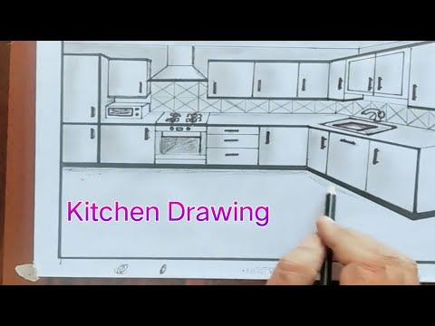 How to draw Kitchen - YouTube