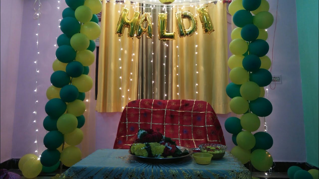 Haldi decoration with balloons - YouTube