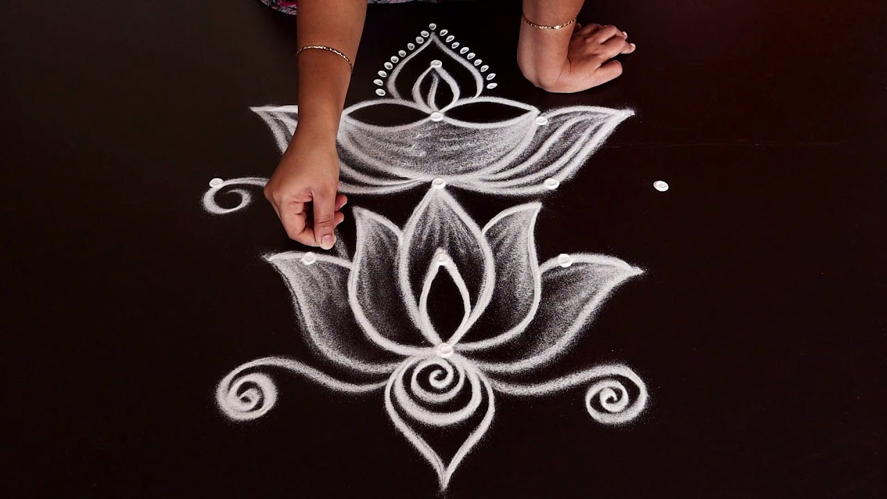 Easy And Beautiful Rangoli Design | Sankranthi Deepam Muggu | Pongal ...