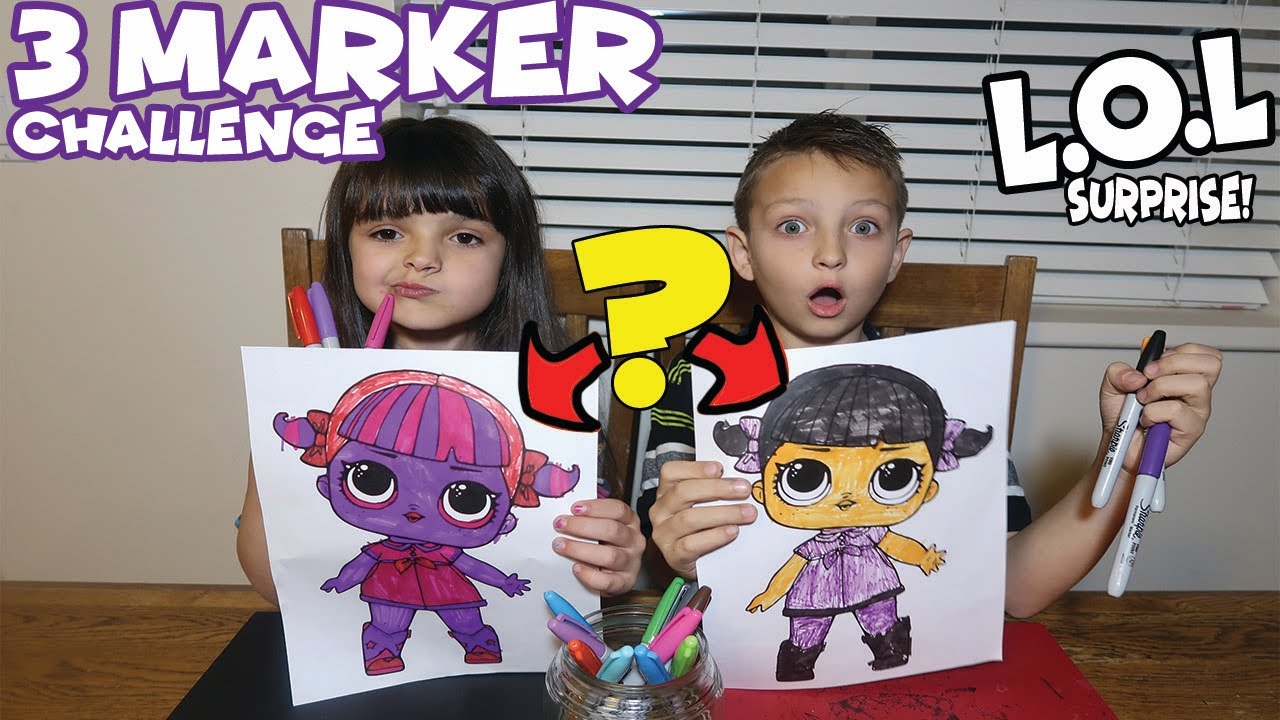 LOL SURPRISE DOLL 3 MARKER CHALLENGE | Sis vs. Brother - YouTube