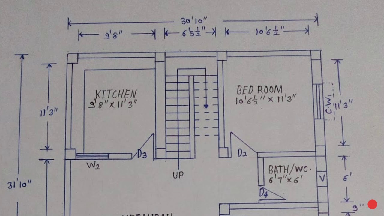 26 × 32 north face house plan with guest room - YouTube