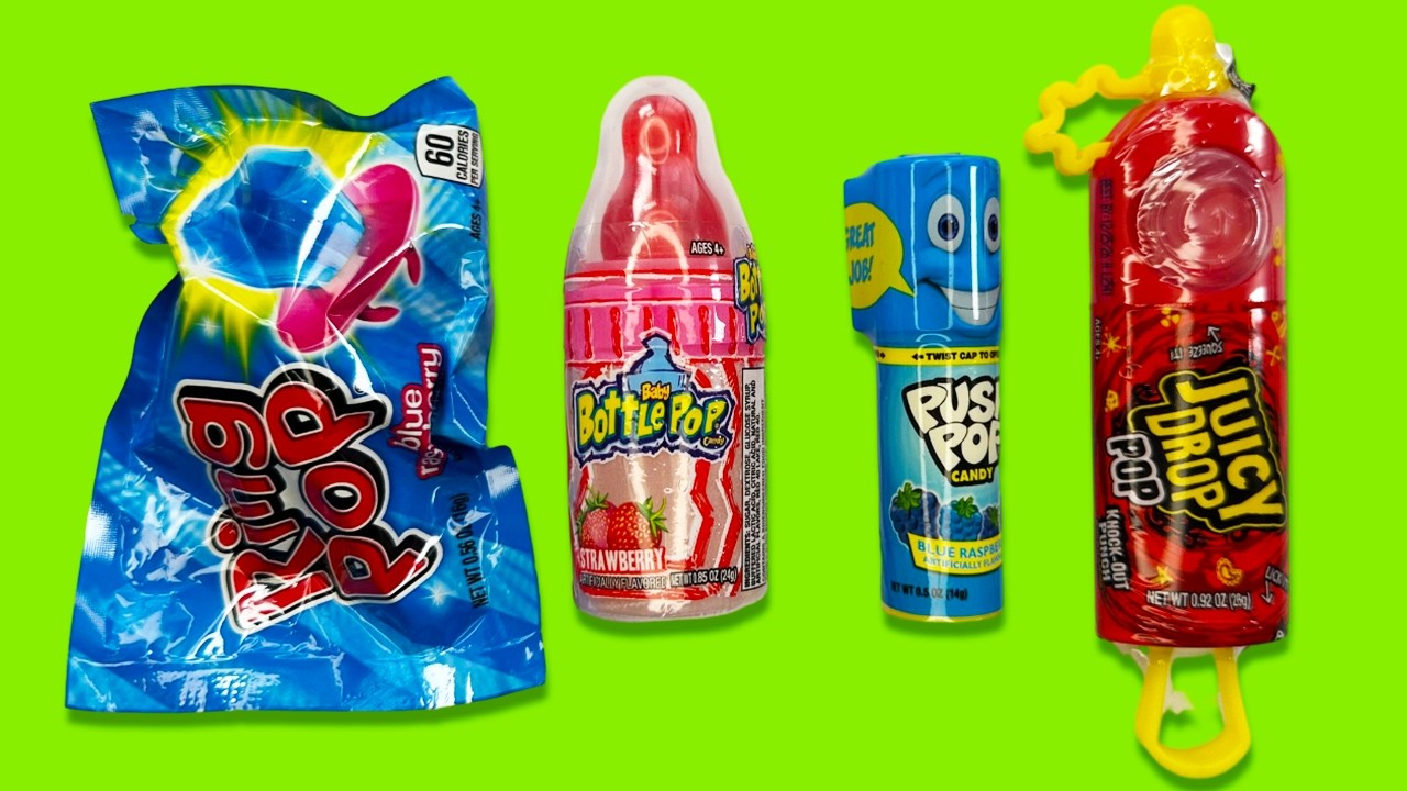Ring Pop vs Bottle Pop vs Push Pop 🍭 Juicy Drop Challenge ASMR! - YouTube
