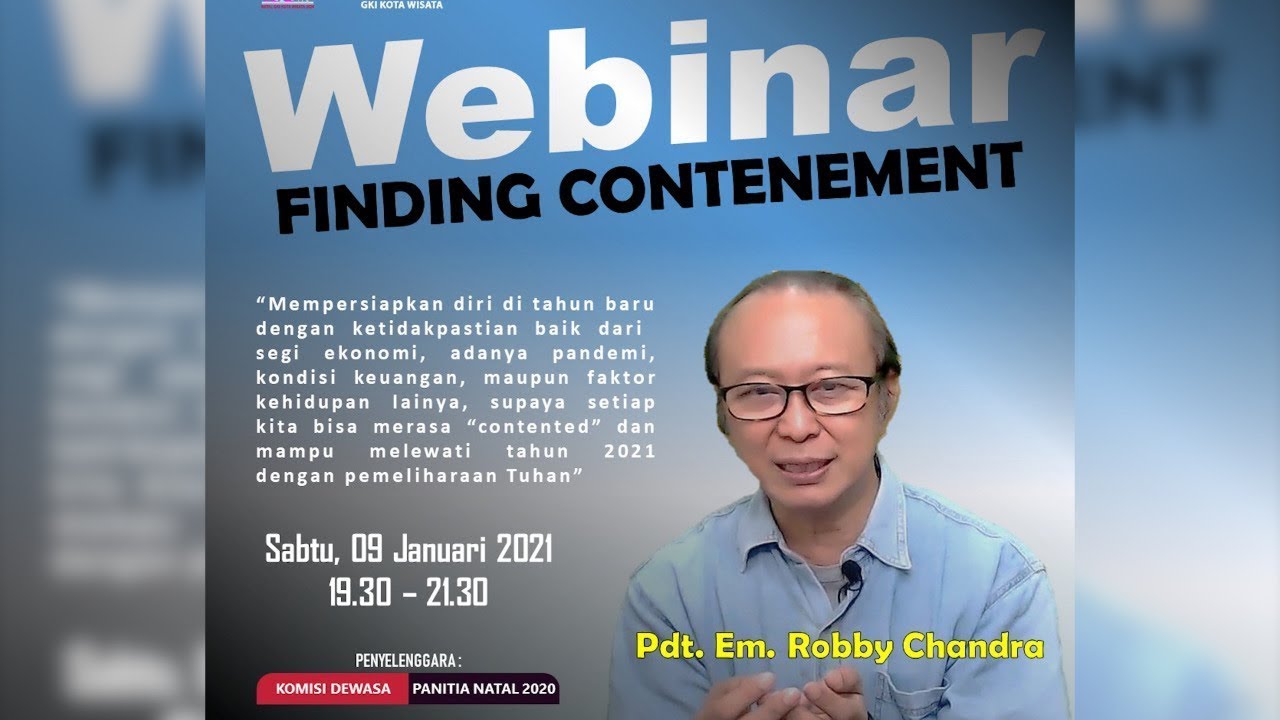 [WEBINAR] FINDING CONTENTMENT | Pdt. Em. Robby Chandra - YouTube
