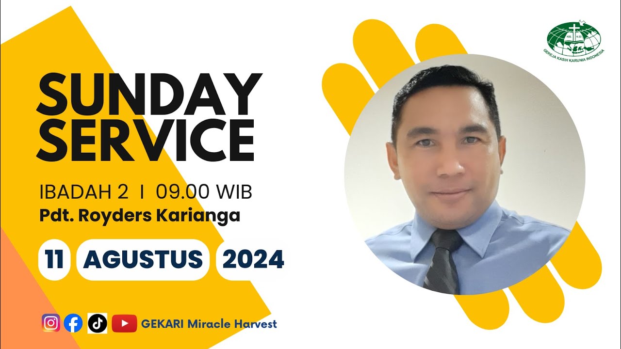 Ibadah Minggu GEKARI Miracle Harvest, 11 Agustus 2024 - YouTube