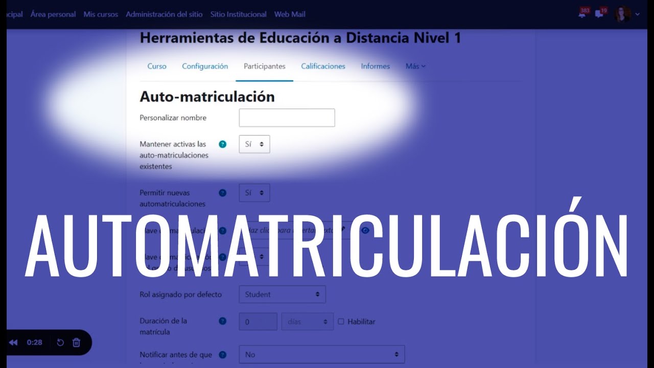 Habilitar la auto-matriculación en el Campus UDA - YouTube