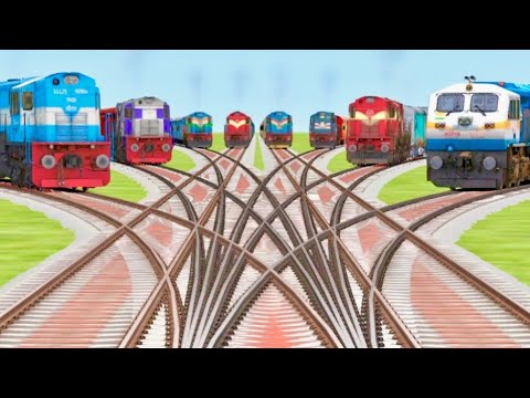All Indian Realistic Trains Crossings At Diamond Railroad Tracks ...