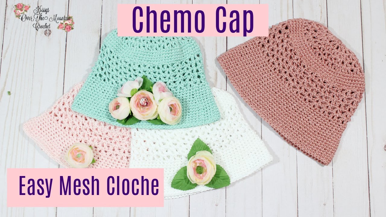 How To Crochet An Easy Mesh Cloche Bucket Chemo Cap - YouTube