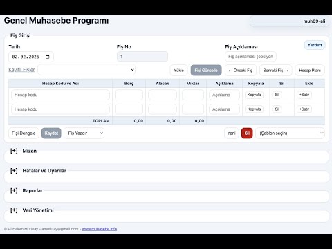 Yeni Muhasebe Programı Tanıtımı 1 (Ana Hesaplar)