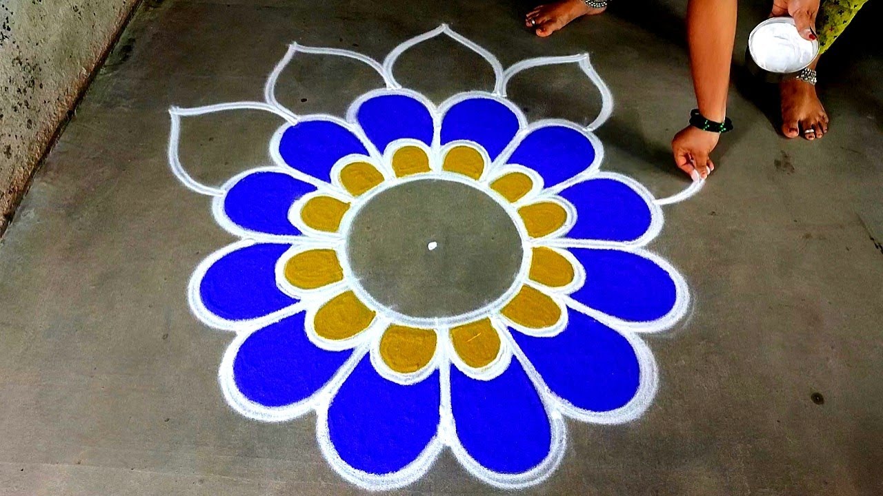 Diwali2023 simple colour kolam|5*3Deepavali beautiful rangoli designs ...