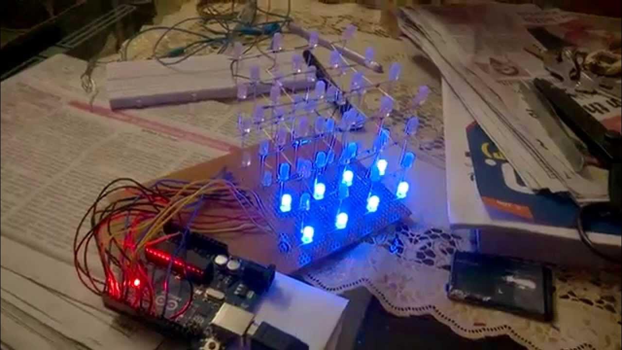 LED CUBE 4X4X4 USING ARDUINO UNO R3 - YouTube