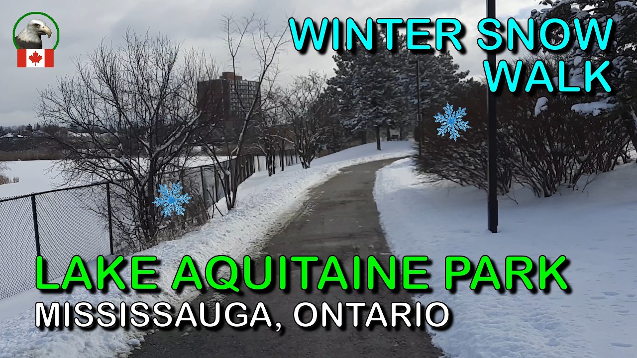 Winter Snow Walk 4K ☃️ Lake Aquitaine Park | Mississauga, Ontario 🇨🇦 ...