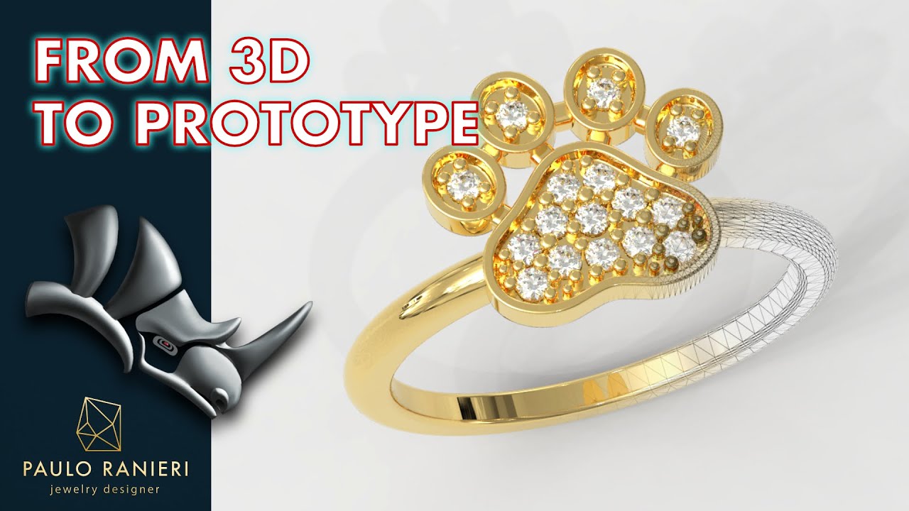 Diamond Pet Paw Ring - From 3D to Prototype (3D Printing Jewelry) - YouTube