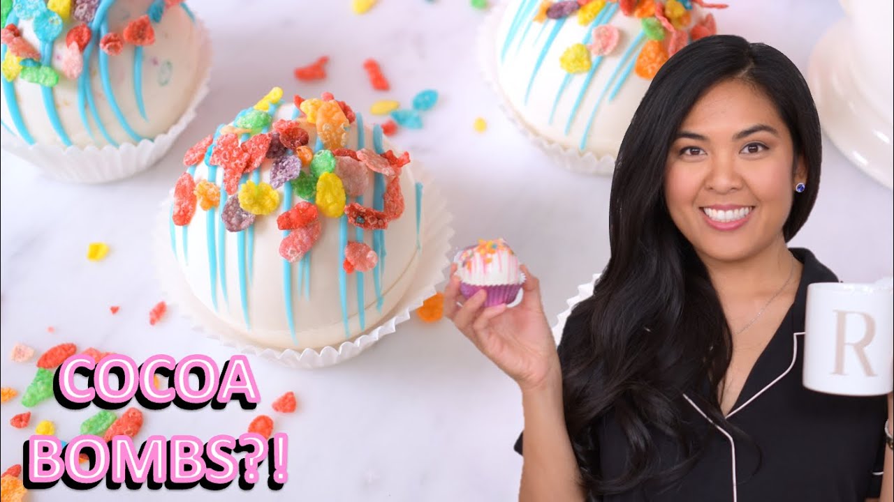 Cereal Milk Cocoa bombs with fruity pebbles tutorial - YouTube