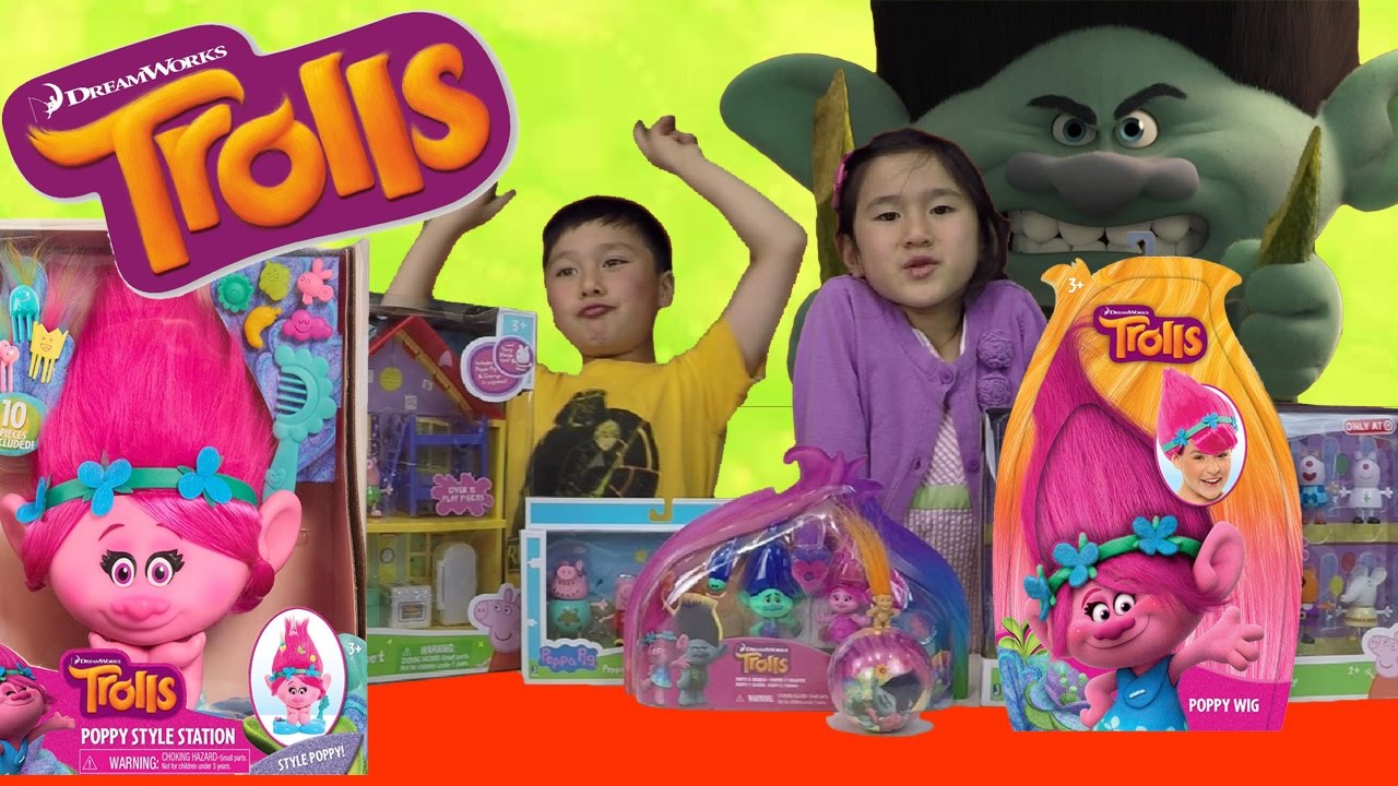 TROLLS Movie Characters Poppy and Branch : Poppy Wig and Stickers - YouTube