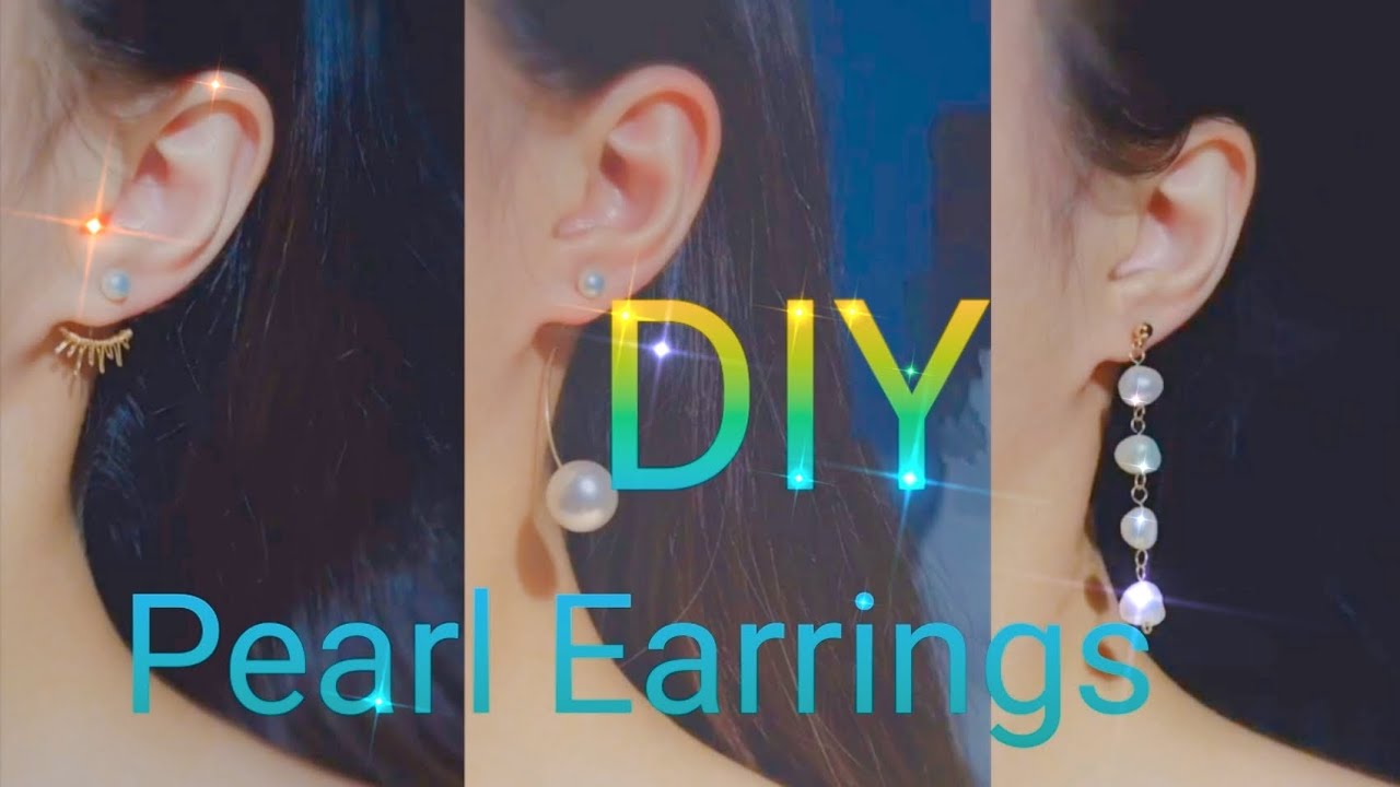 DIY pearl earrings ll how to make Pearl Earrings at home ll DIY ...