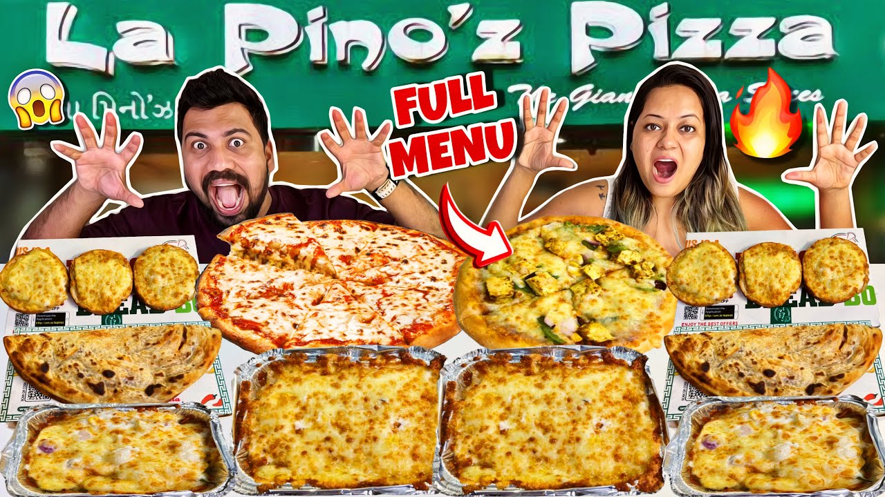 LAPINOZ FULL MENU EATING CHALLENGE | PIZZA,PASTA,LASAGNA,GARLIC BREAD ...