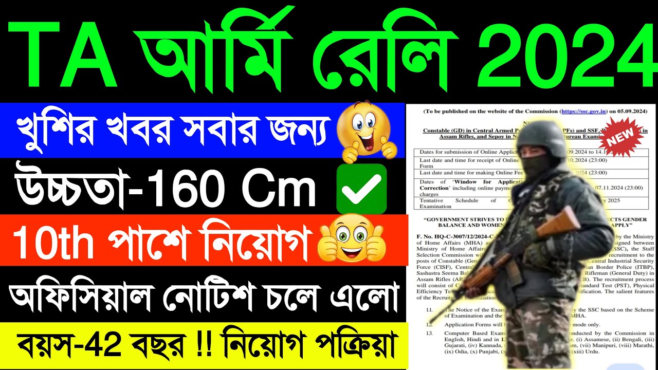 TA Army Rally Official Notice Out 2024 🥳 West Bengal,Assam,Tripura,NE ...