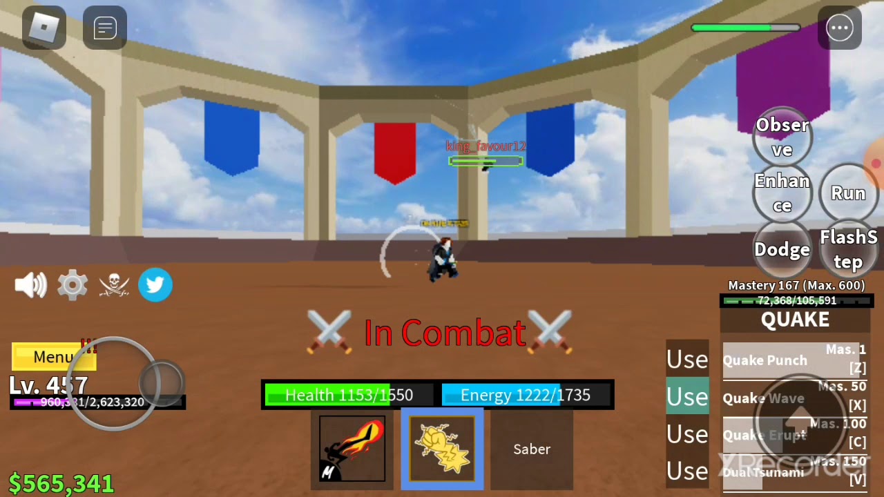 Playing blox fruit in ROBLOX.ice fruit vs QUAKE fruit - YouTube