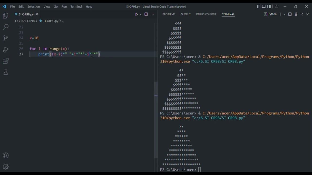 Program python Membuat Segitiga piramid #piramidpython #python #segitiga - YouTube