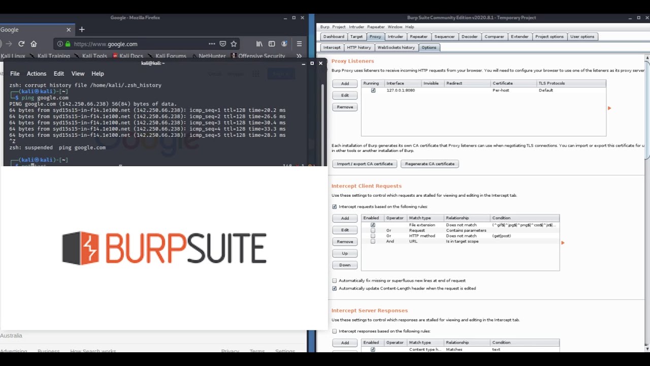 Burpsuite configuration & URL interception - YouTube