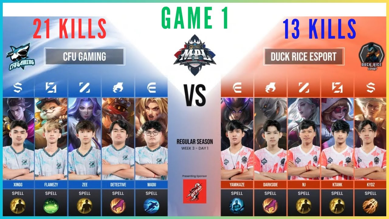 CFU Gaming vs Duck Rice Esport (Game 1) - Week3 MPL KH S6 Regular ...