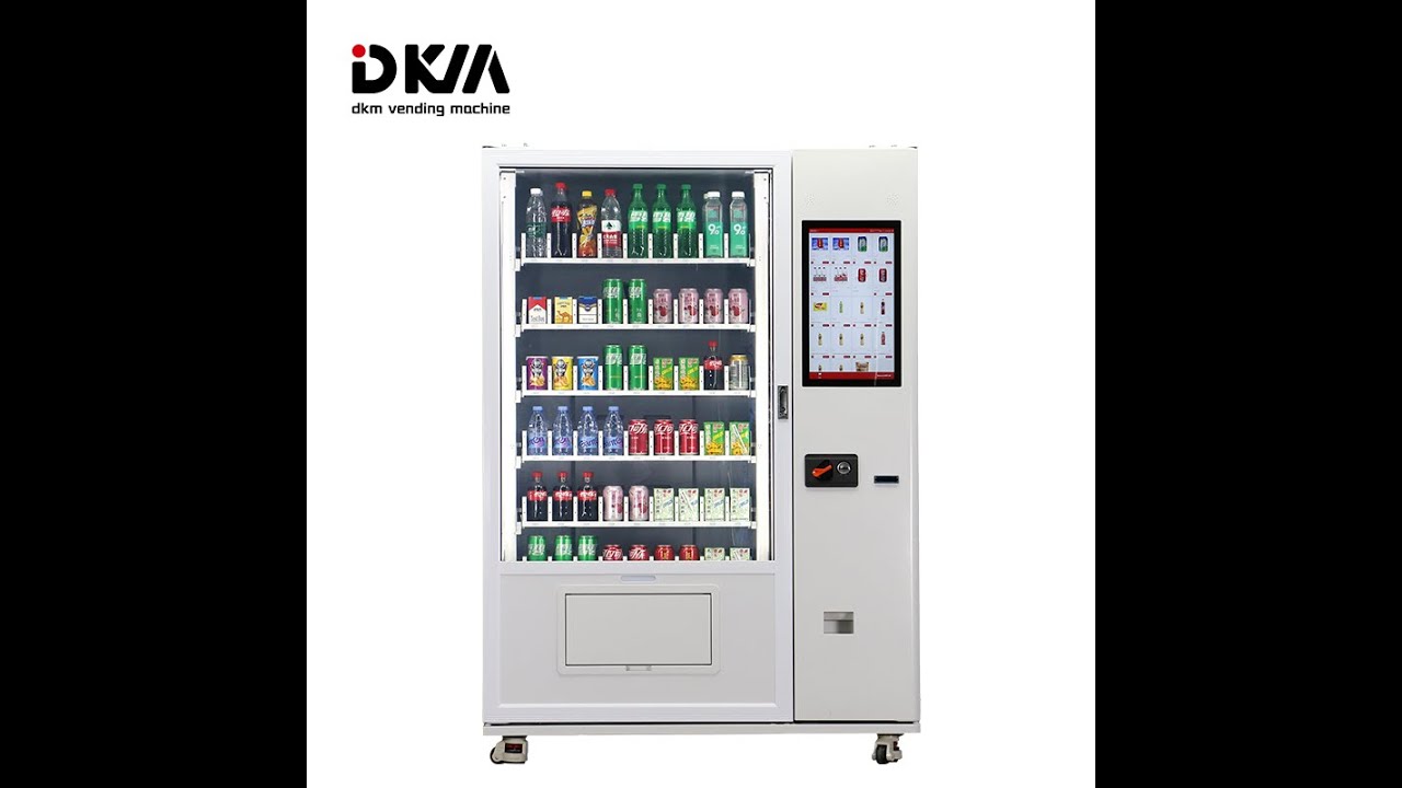 DKM Refrigerated Combo Snack And Drink Elevator Vending Machine - YouTube
