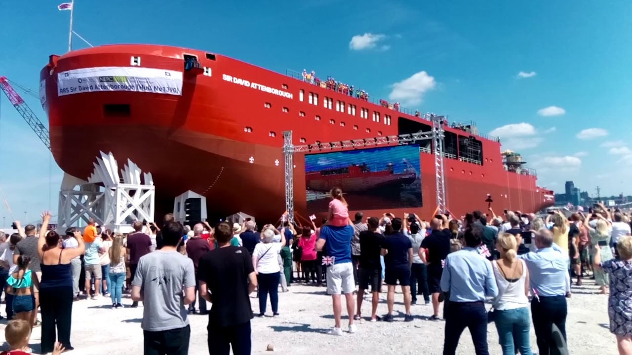 SIR DAVID ATTENBOROUGH SHIP LAUNCH - YouTube