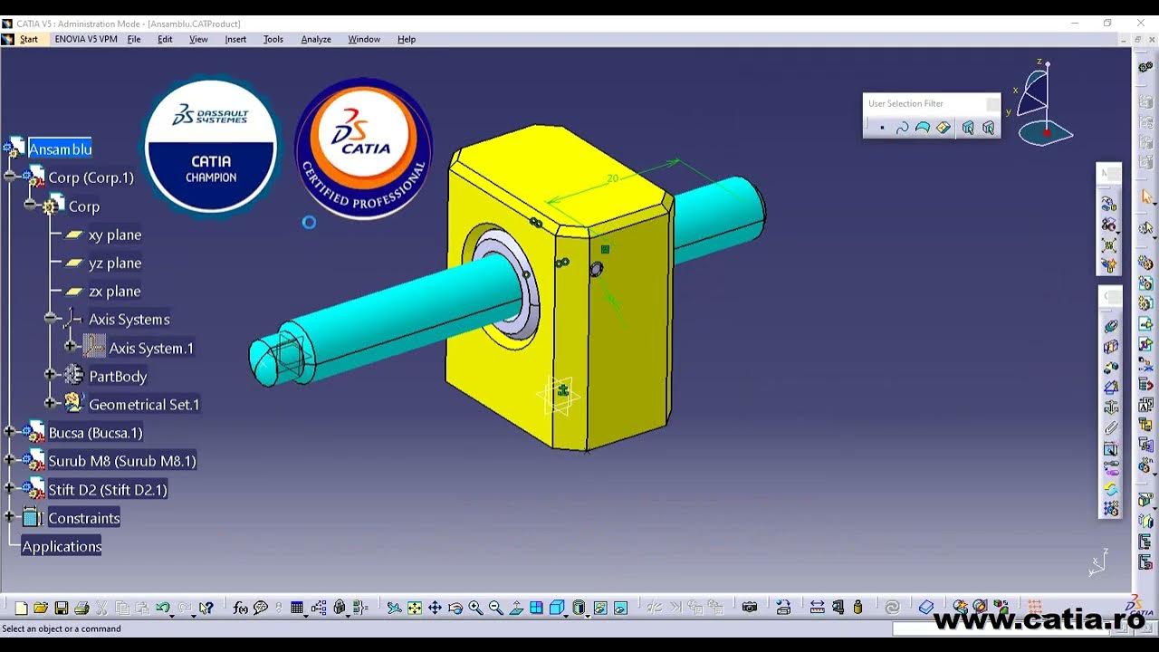 CATIA V5 How to hide axis systems, points, planes and constraints in an assembly - YouTube