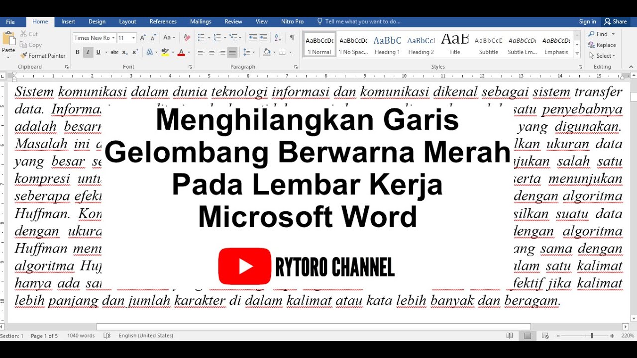 CARA MENGHILANGKAN GARIS MERAH PADA MICROSOFT WORD - YouTube