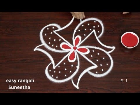 Navarathri muggulu designs with 5 simple dots || Apartment kolam ...