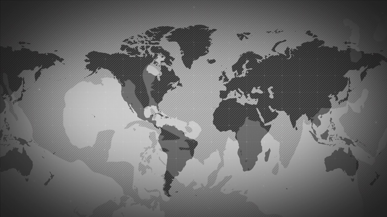 Global grey world map loop animated background with visual effects ...