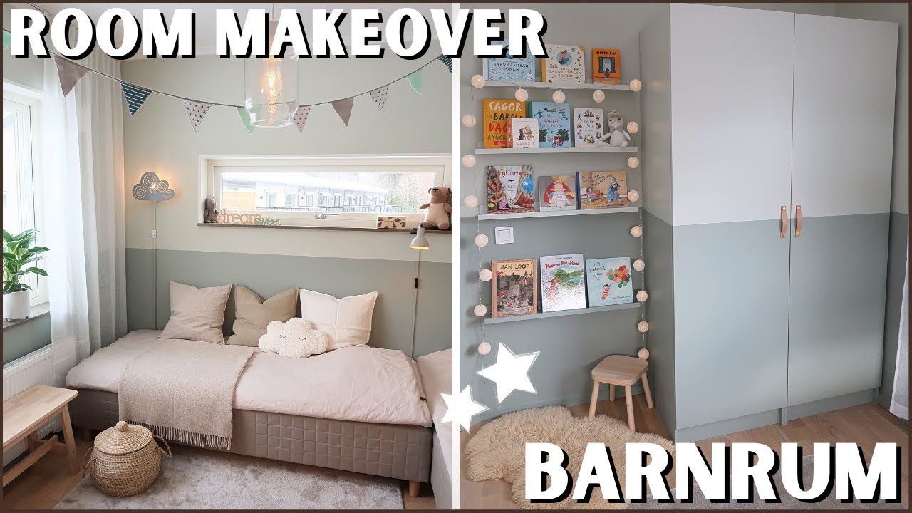 ROOM MAKEOVER I BARNRUMMET | FÖRE & EFTER - YouTube