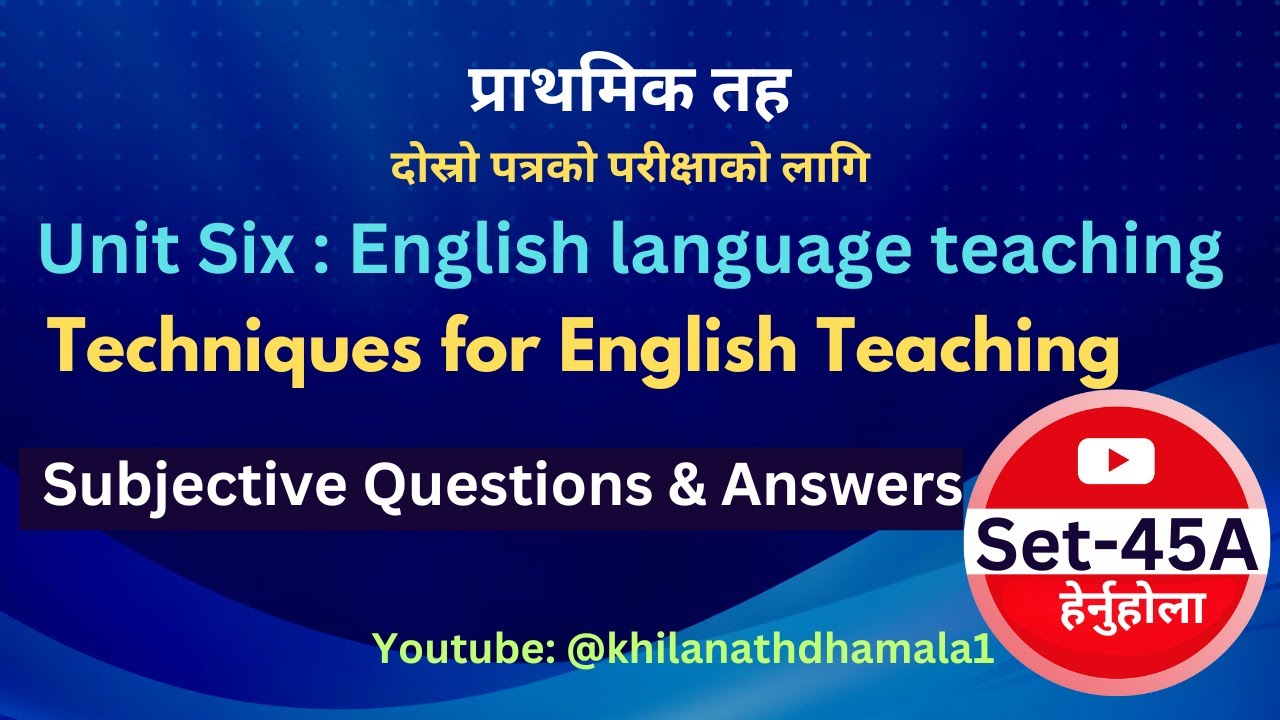 Set 45A - Primary level Model Question and & Answer | Techniques for ...