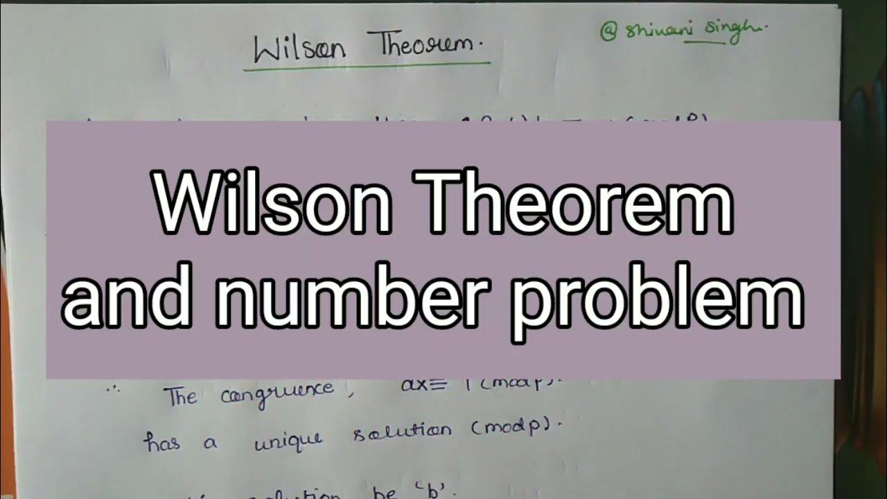 Wilson Theorem Proof And Numerical problem| Number theory| - YouTube