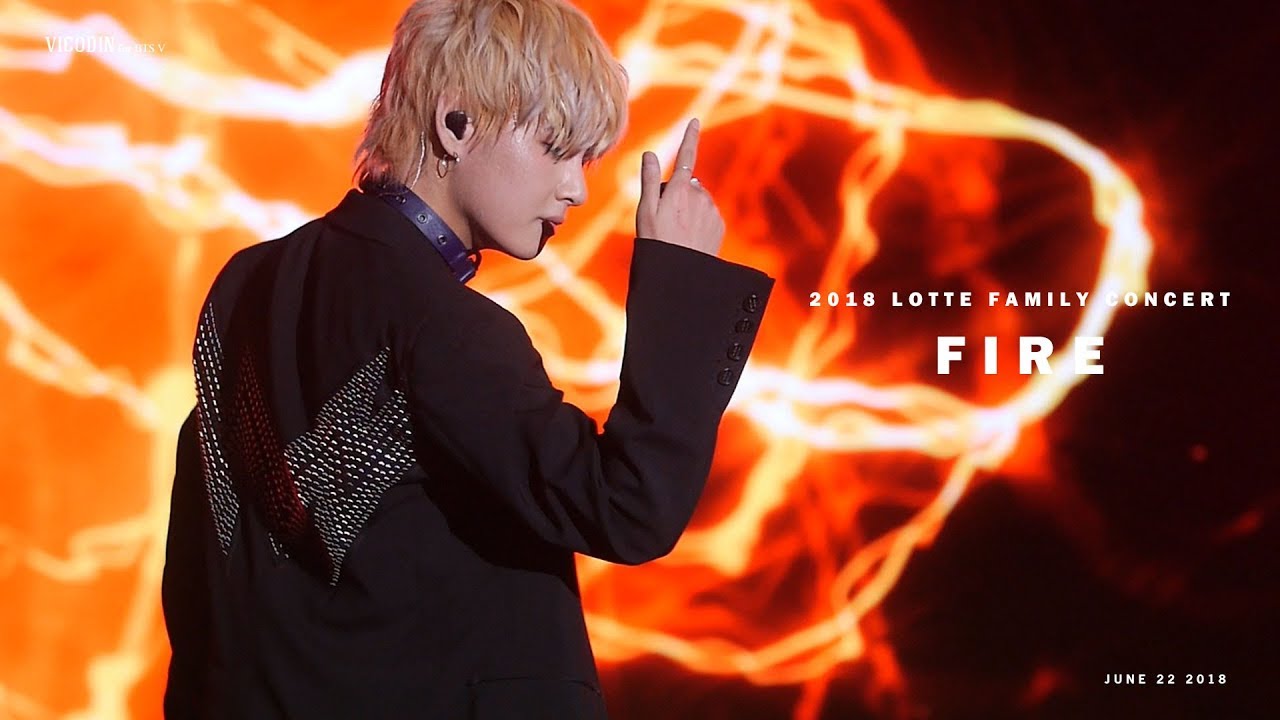 180622 롯데패밀리콘서트 FIRE / 방탄소년단 뷔 직캠 (BTS V) - YouTube