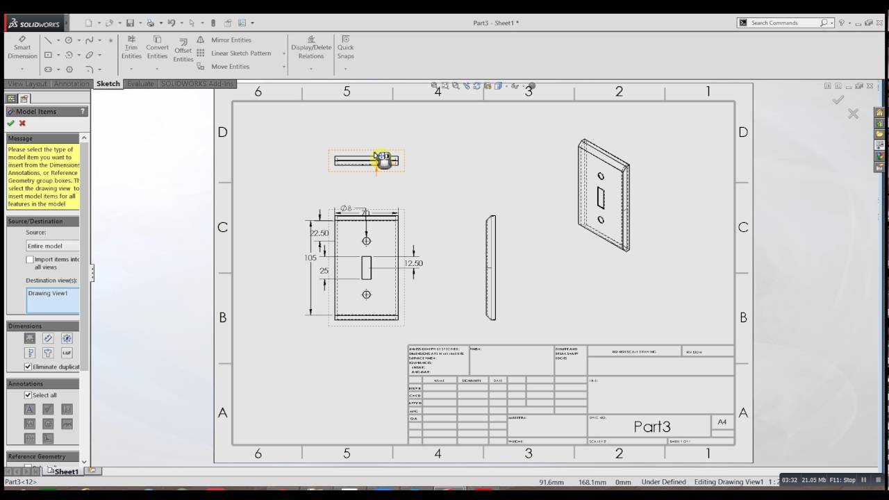 Solidworks-making pdf and views from solidworks part- buet assignment ...