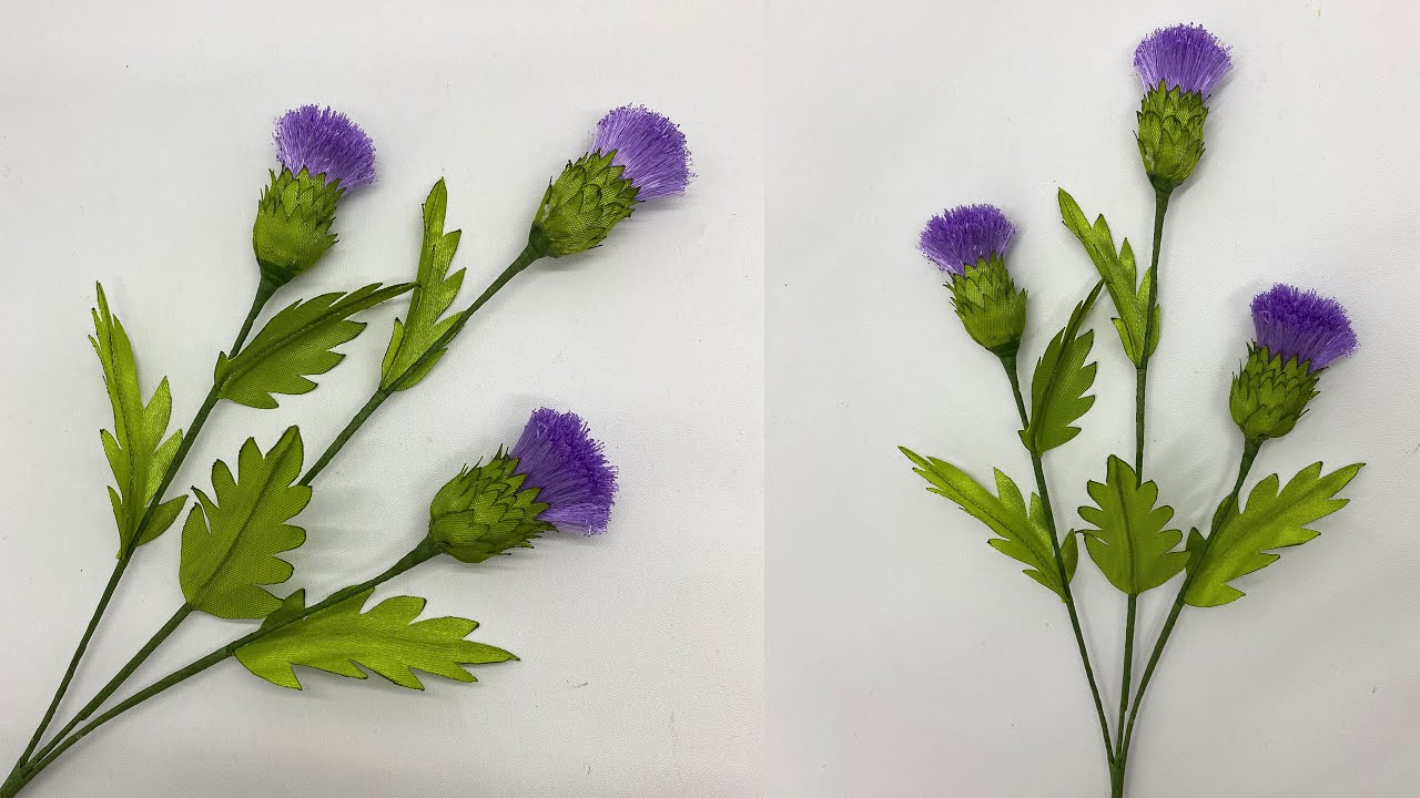 DIY | How To Make Milk Thistle Flower From Satin Ribbon Easy | Satin ...