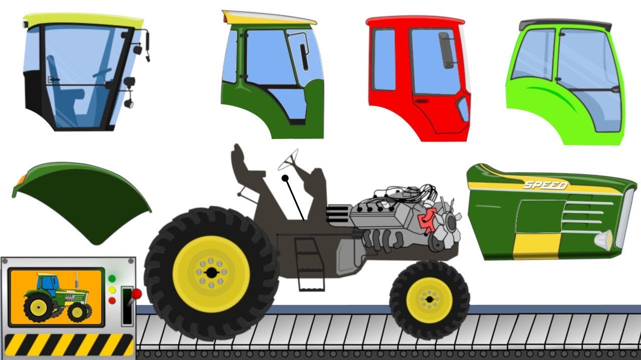 Play Tractor with Baby Dino | Agriculture Tractor Silhouette - What ...